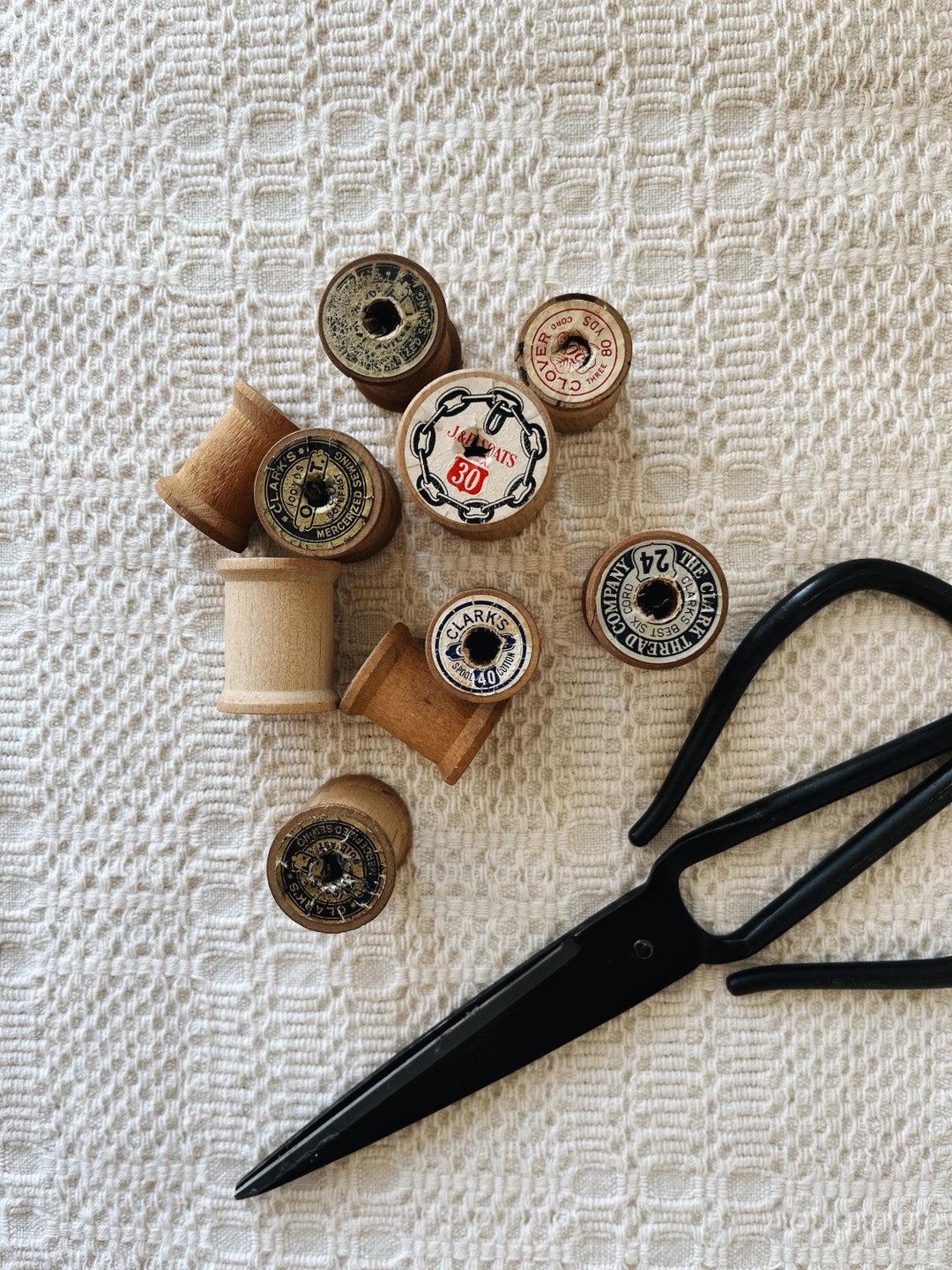 Vintage Wooden Bobbin Spool Set of Ten (10) Farmhouse Cottage Sewing ...