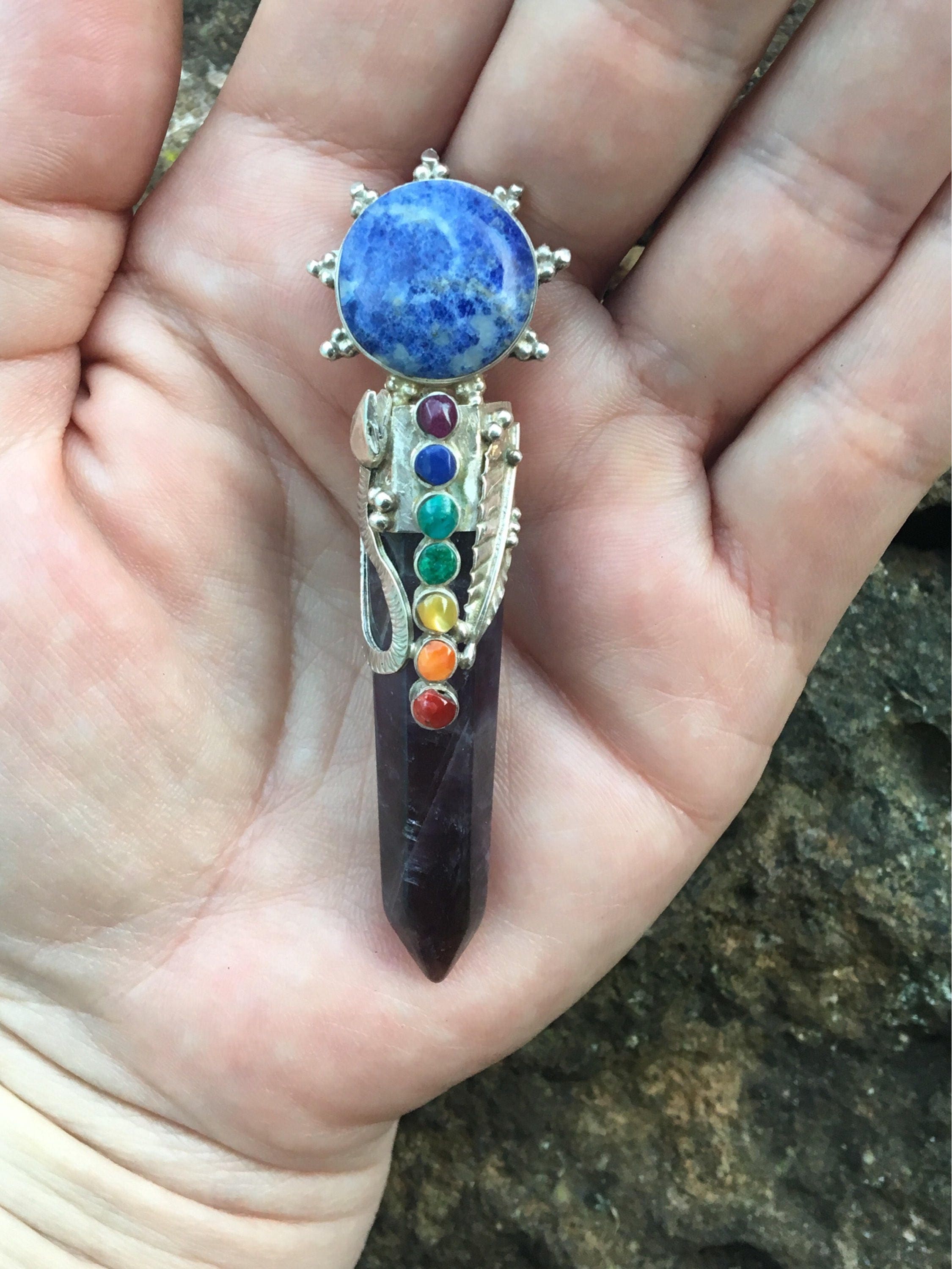 Quechua Sacred Sun and Amethyst Crystal Pendant - Etsy