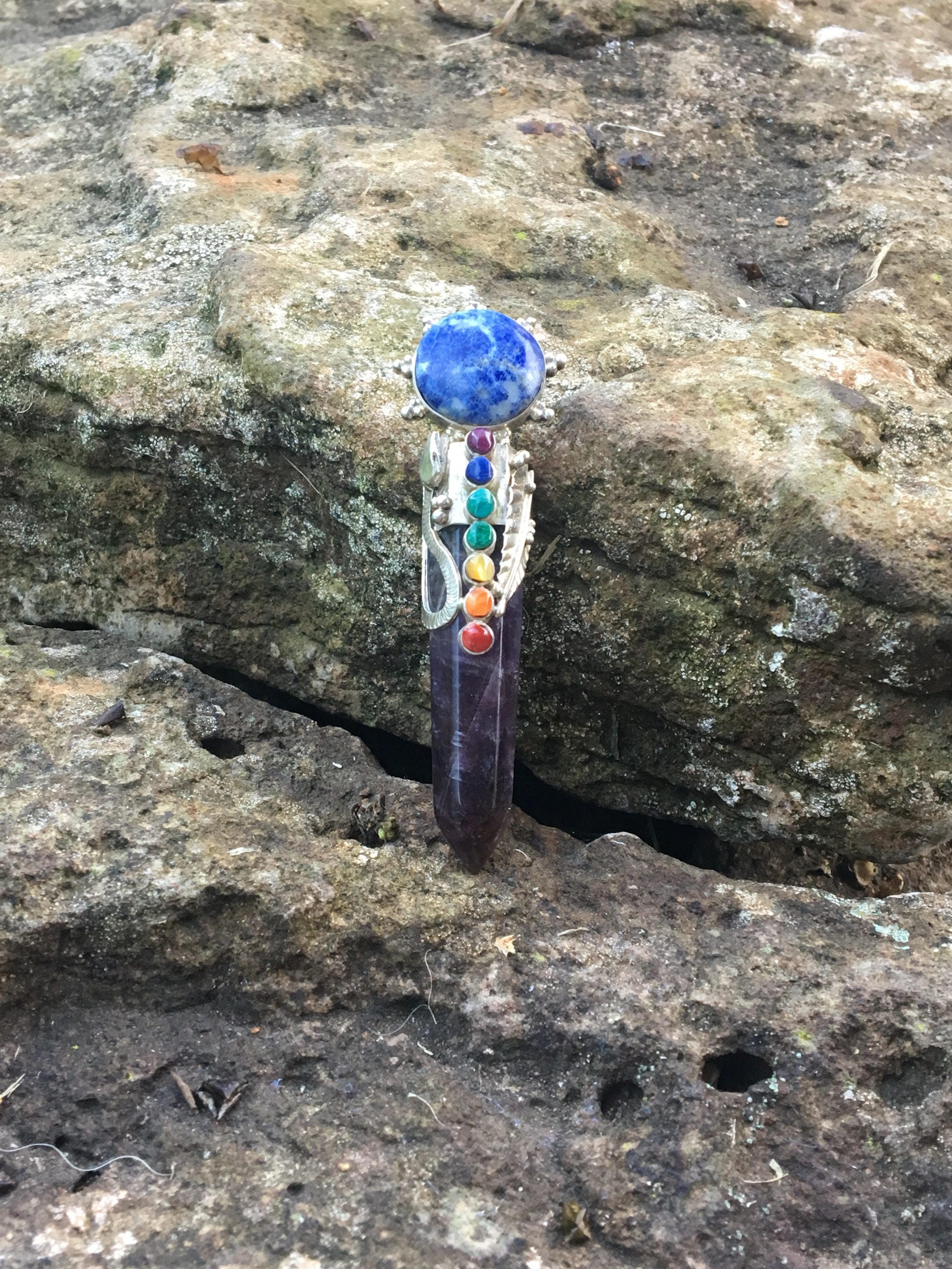 Quechua Sacred Sun and Amethyst Crystal Pendant - Etsy