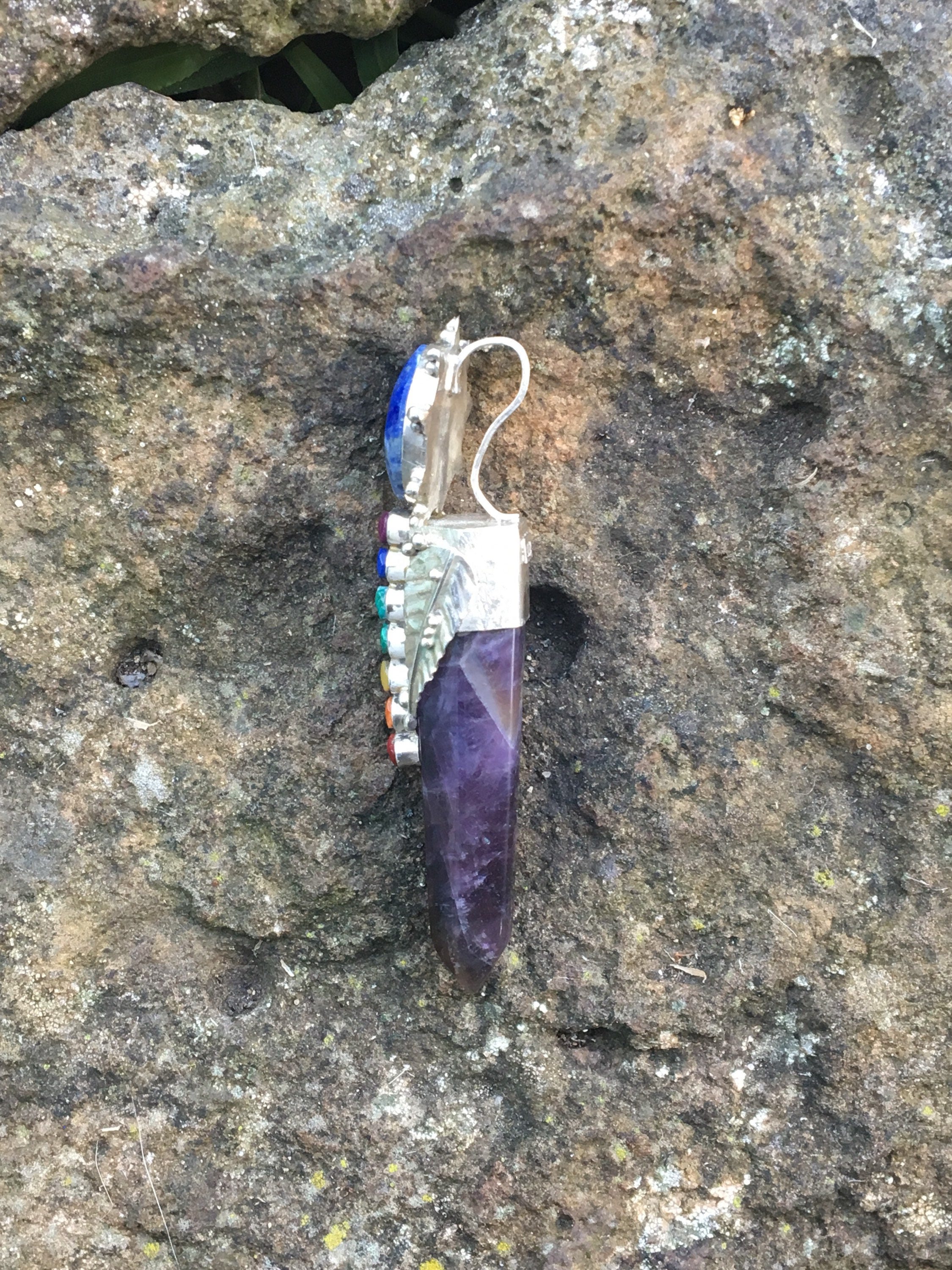 Quechua Sacred Sun and Amethyst Crystal Pendant - Etsy