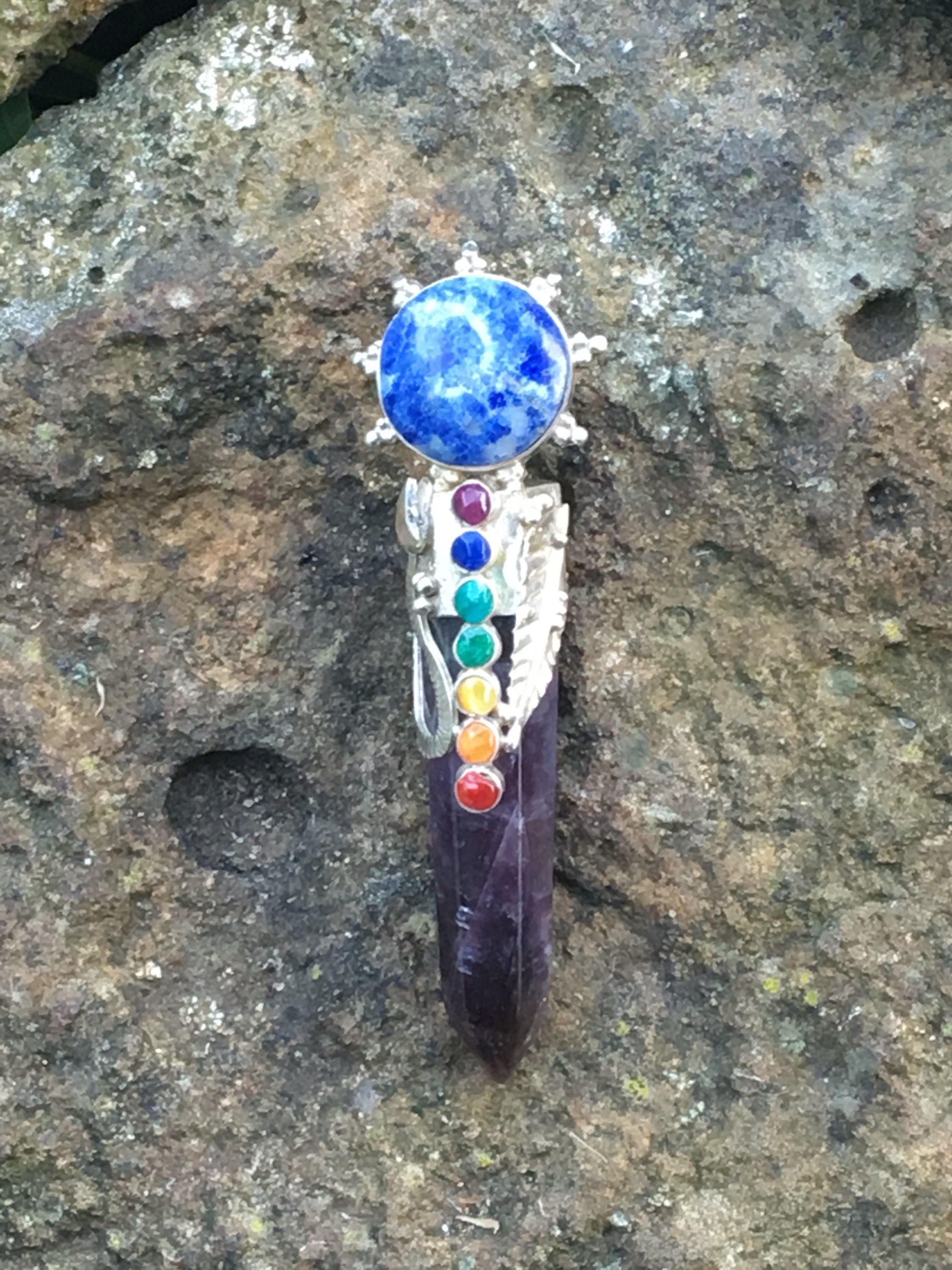 Quechua Sacred Sun and Amethyst Crystal Pendant - Etsy