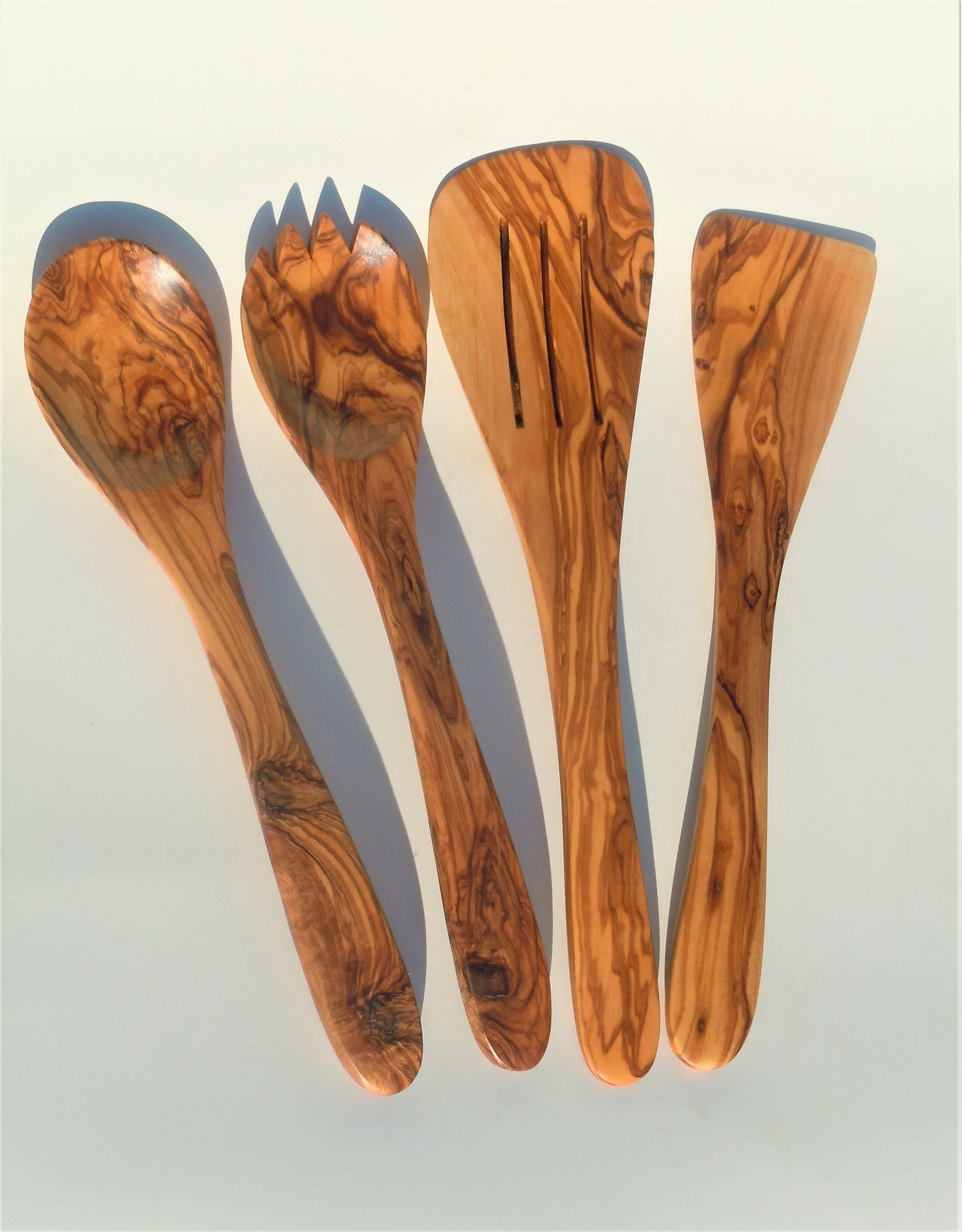 Olive Wood Utensils Set spoonspatulasporkslotted Spatula | Etsy