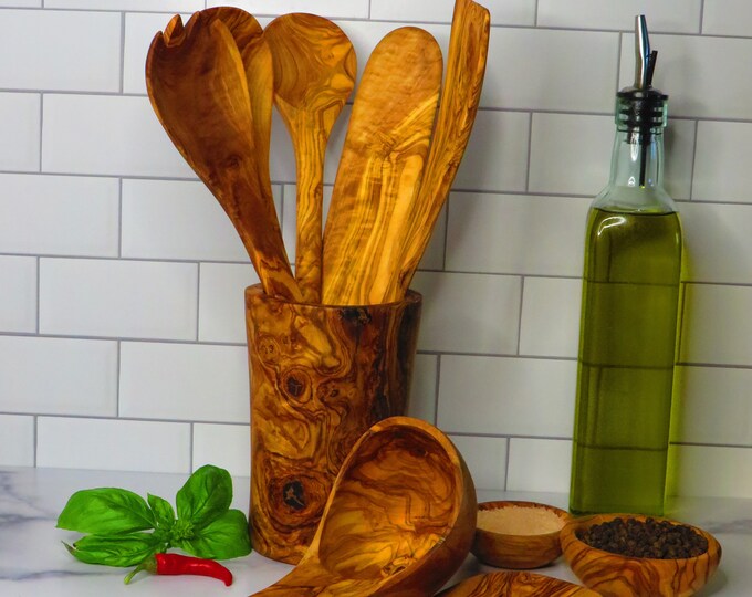 Olive Wood Ultimate 8 Piece Utensils Set ,free Shipping, US Seller - Etsy