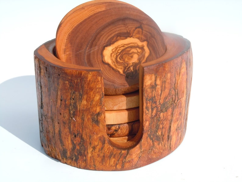 Live Edge Olive Wood Coasters Set free Shipping US Seller - Etsy