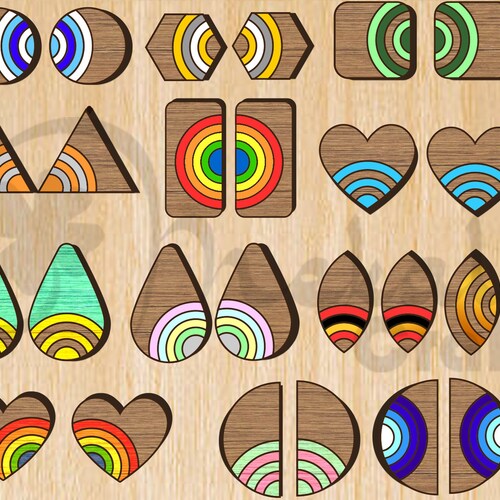 Laser Cut Wood Earring Svg Bundle All in One File Available in - Etsy