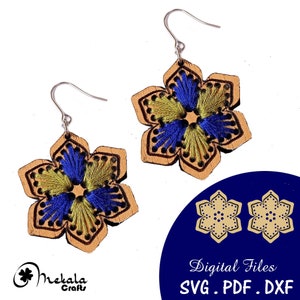 Embroidery Earring Svg File Wood Laser Cut Embroidery Earrings File ...