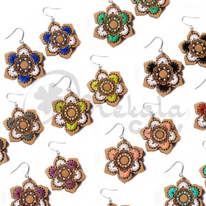 Embroidery Earring SVG File: Laser Cut Wood, Acrylic, Leather (digital ...