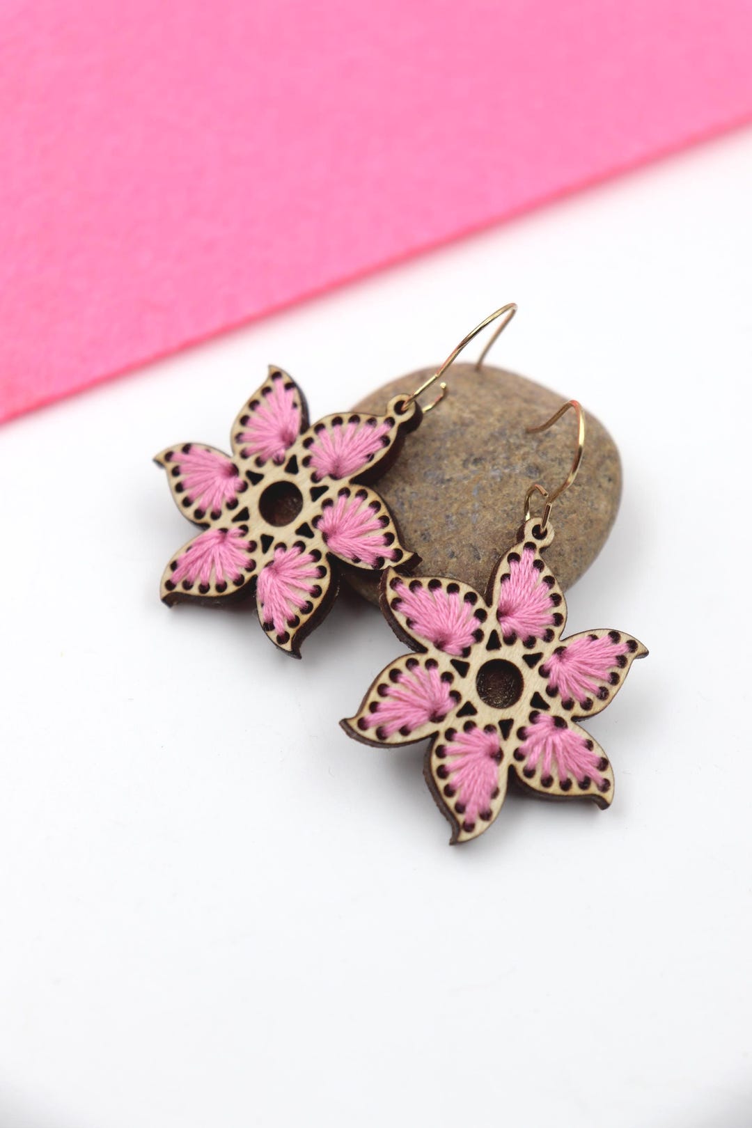 Floral Embroidery Earring Laser Cut File: SVG DXF PDF (digital Download ...