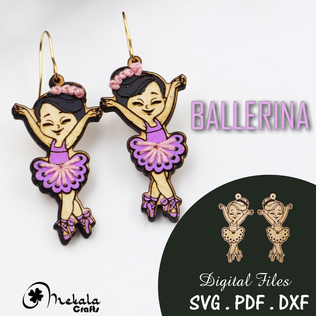 Wooden Embroidery Earring Laser File | Ballerina Earring File | Scoring ...