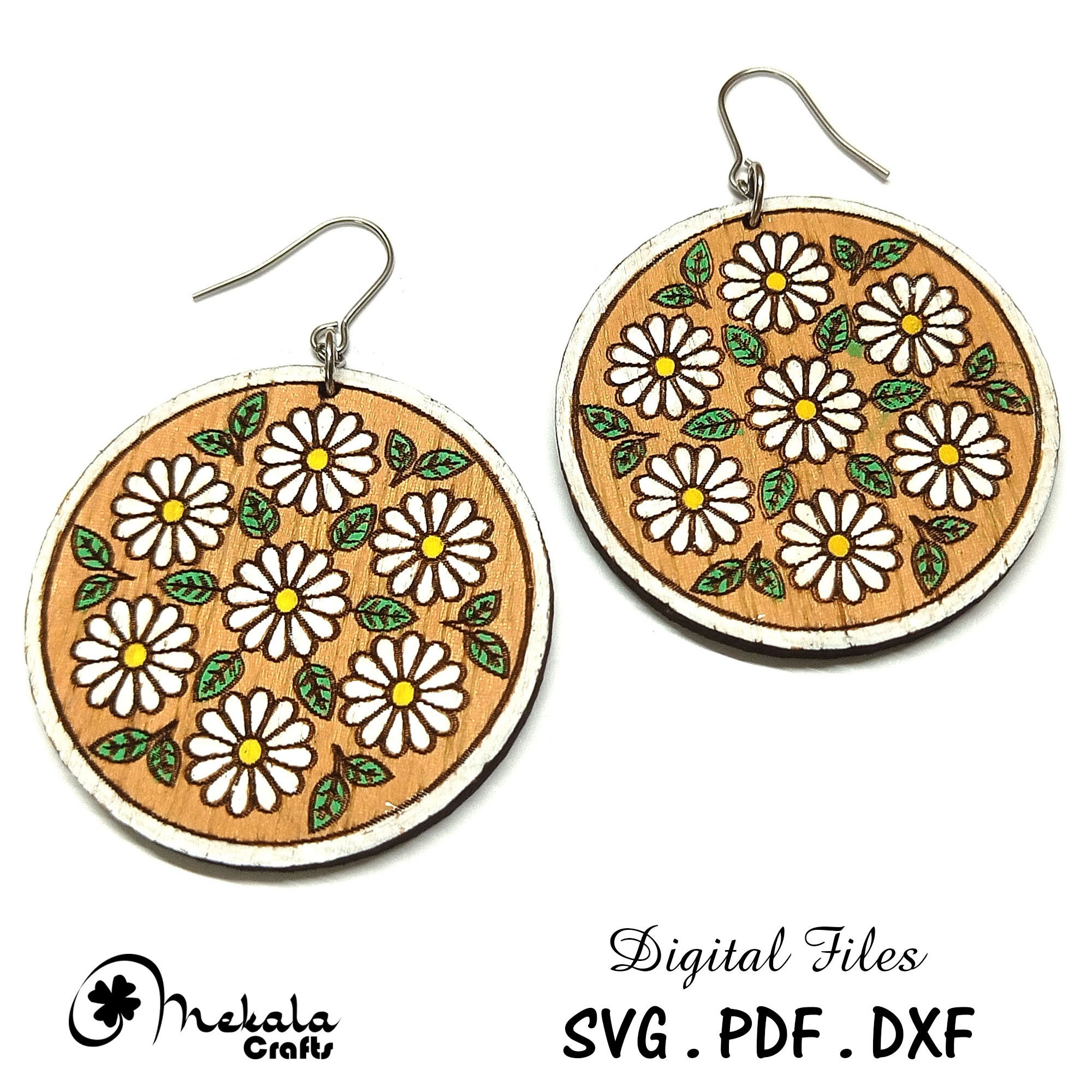 Daisy Flower Laser Cut File Wooden Acrylic Earring Svg Pdf and - Etsy