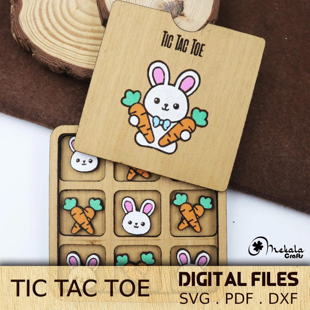 Bunny & Carrot Tic Tac Toe Game: Laser Cut Files (digital Download) - Etsy
