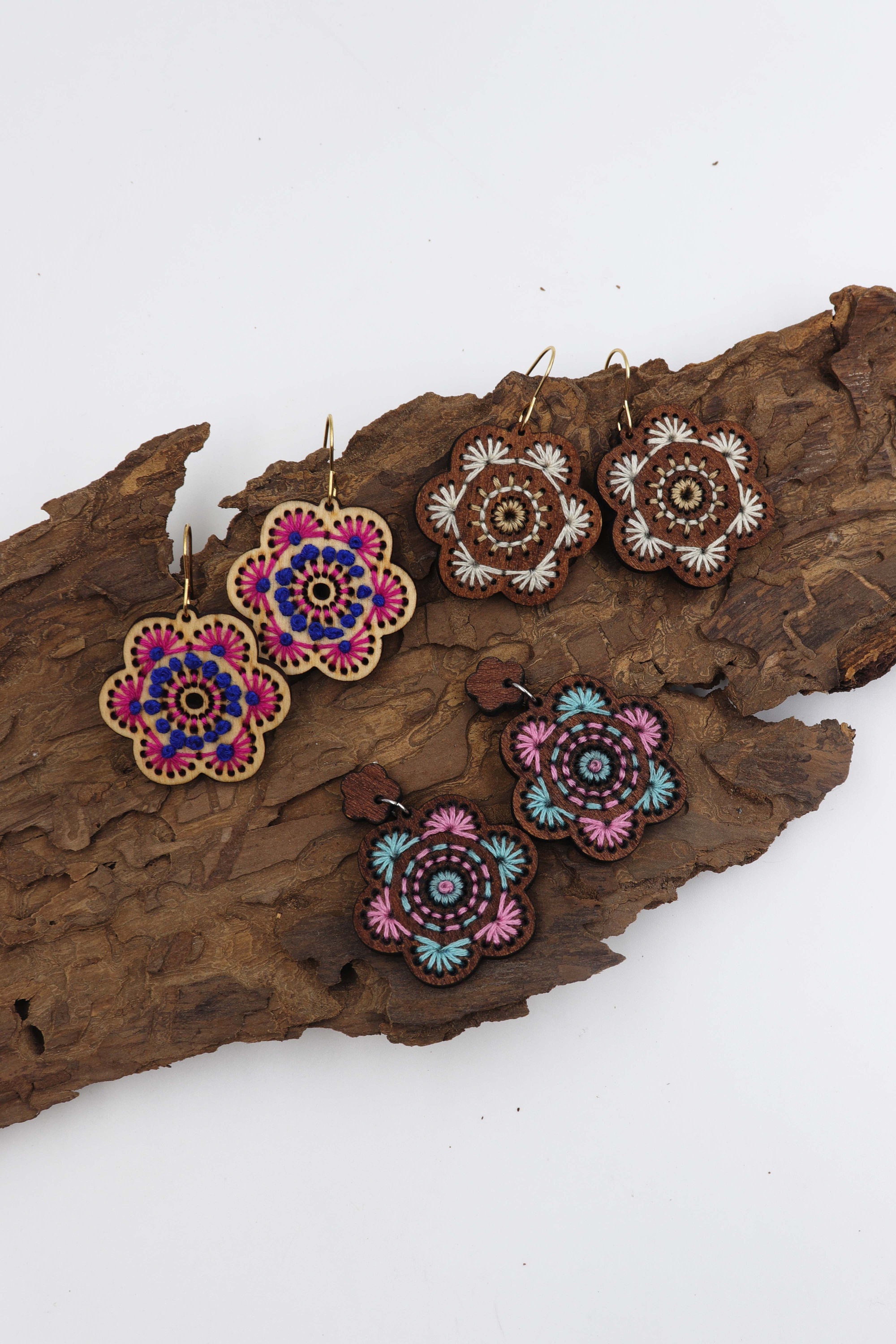 Embroidery Earring SVG File: Laser Cut Wood, Acrylic & Leather ...