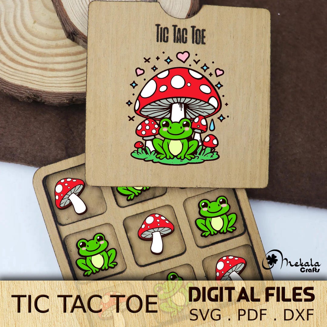 Mushroom Frog Tic Tac Toe Game: Laser Cut Files (digital Download) - Etsy