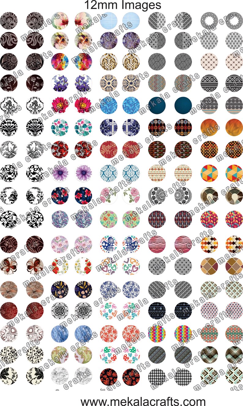 12mm Cabochon Images: 330 Round Designs for Jewelry (digital Download ...