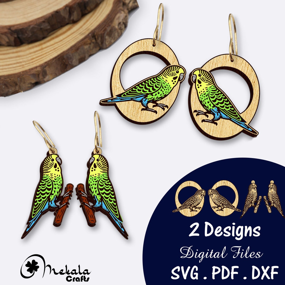 Parakeet Earrings Laser Cut File: Parrot SVG DXF PDF - Etsy