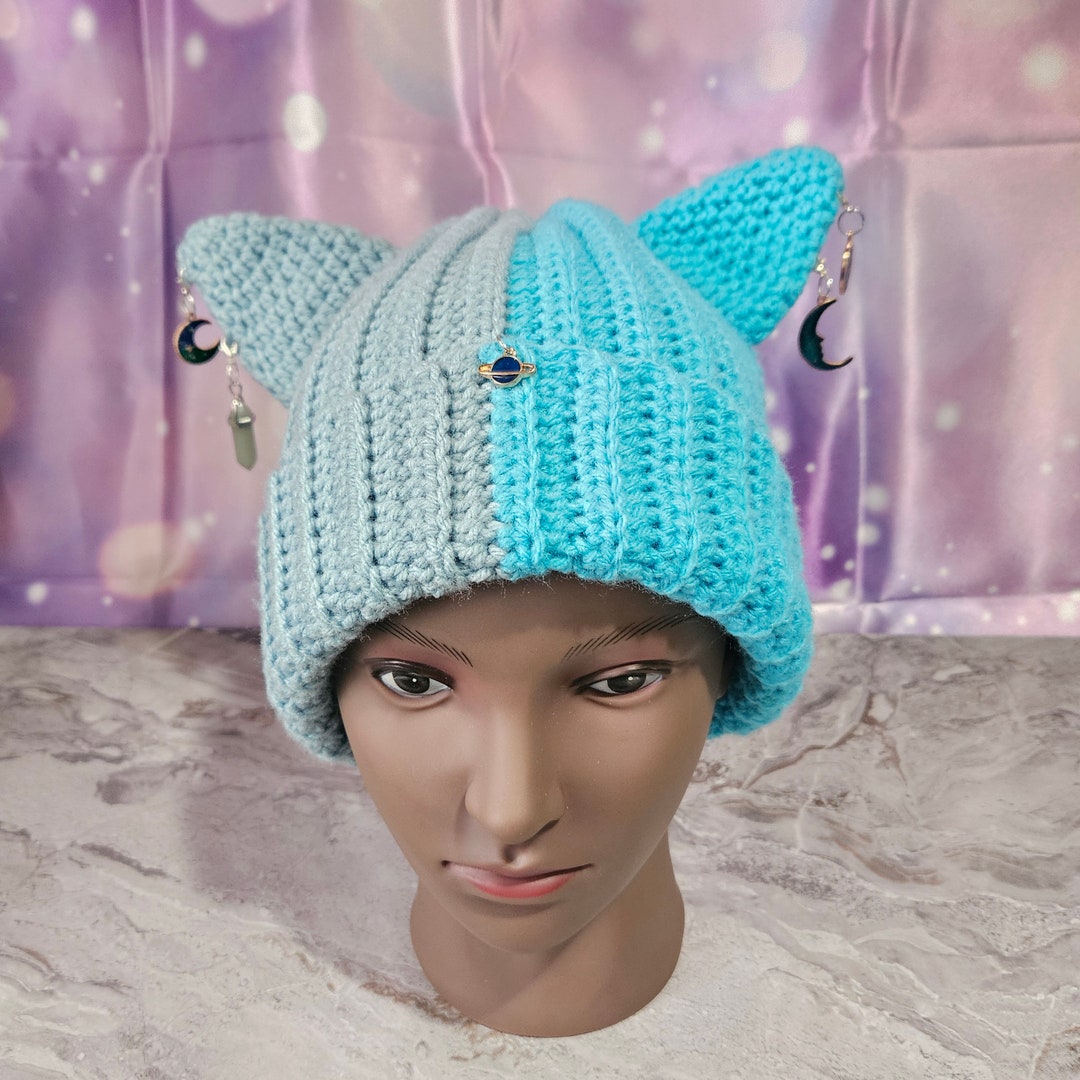 Premade Crochet Sea Glass Medium/large Sized Slouchy Cat Hat - Etsy