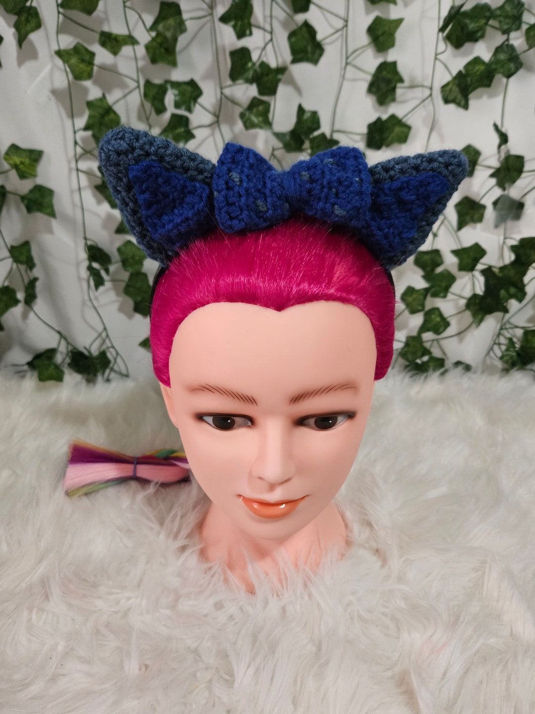 Premade Crochet Blueberry Milk and Bow Cat Ears Headbands - Etsy