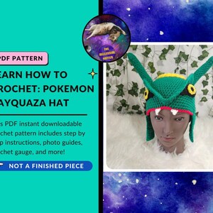 Pattern for Crochet Pokemon Rayquaza Inspired Character Hat | PDF ...