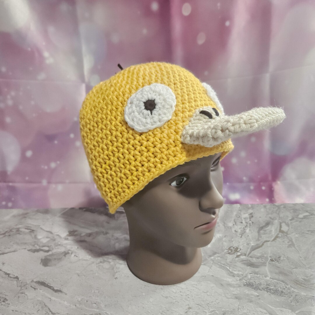 Premade Crochet Pokemon Psyduck Inspired Large Sized Character Beanie ...