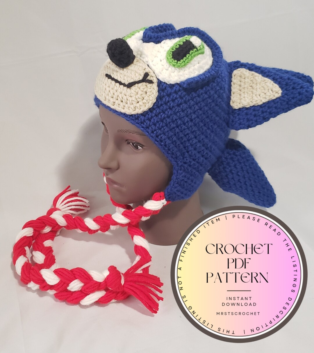 Pattern for Crochet Sonic the Hedgehog Inspired Character Hat PDF ...