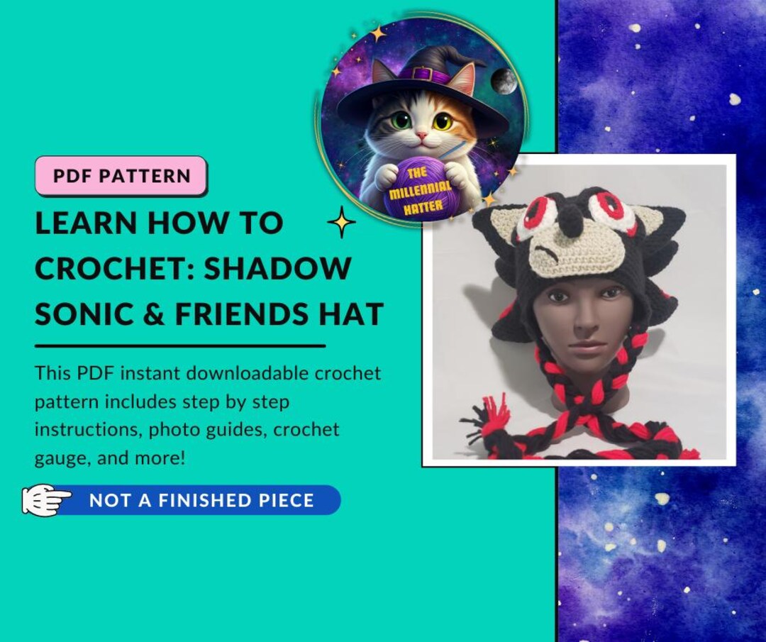 Pattern for Crochet Sonic and Friends Shadow Inspired Character Hat ...