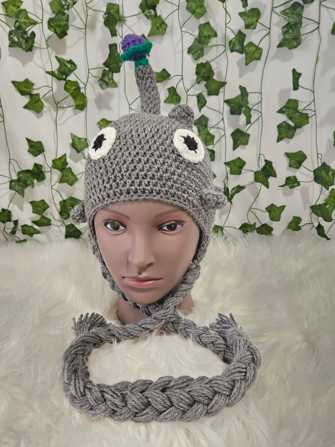 Crochet Rock Gray Pikmin Inspired Character Hat Ear Flaps - Etsy