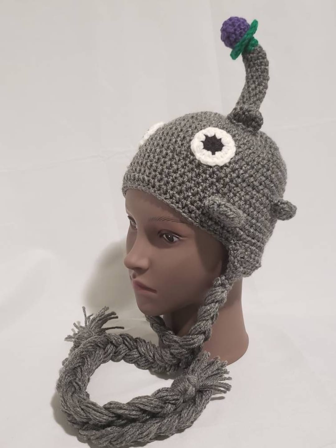 Crochet Rock Gray Pikmin Inspired Character Hat Ear Flaps - Etsy