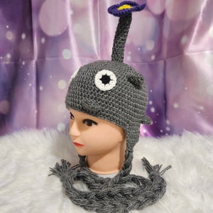 Crochet Rock Gray Pikmin Inspired Character Hat Ear Flaps and Strings ...