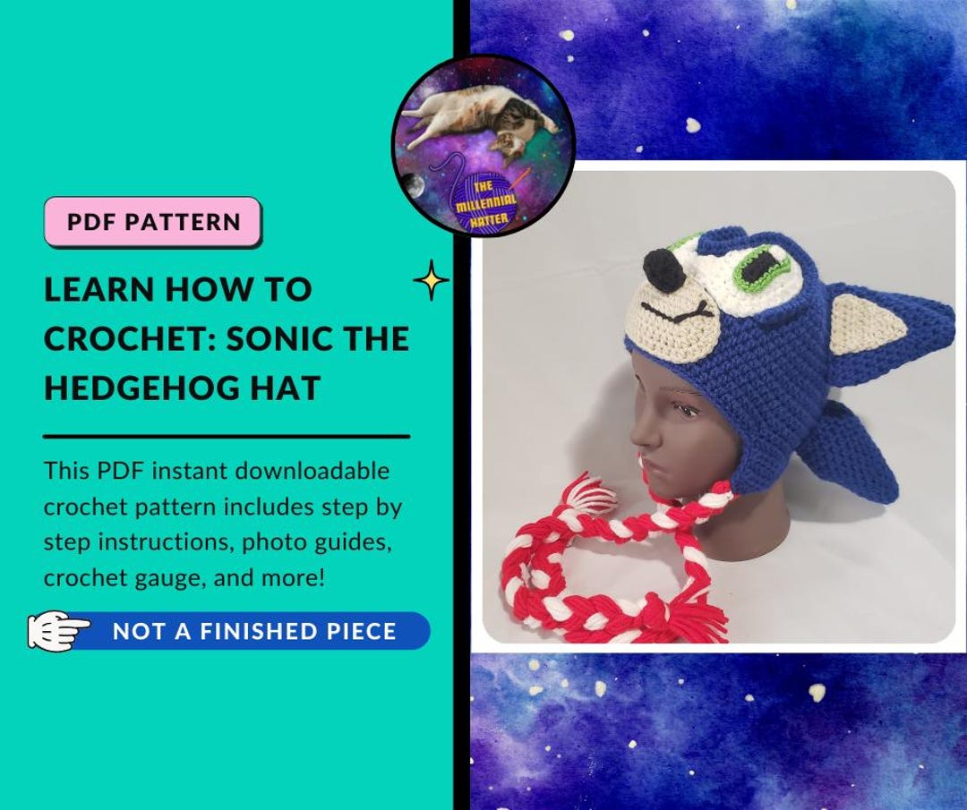 Pattern for Crochet Sonic the Hedgehog Inspired Character Hat | PDF ...