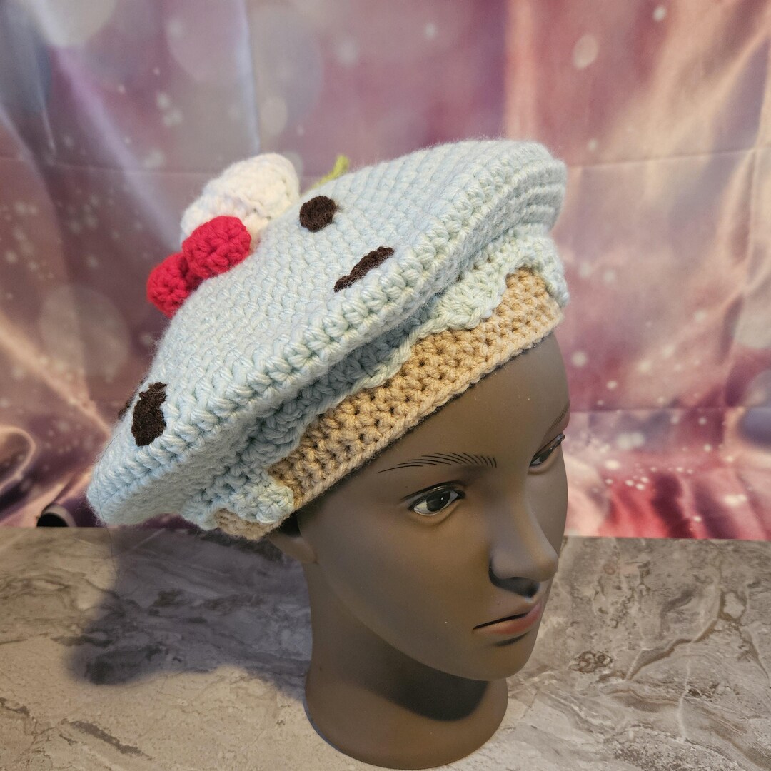 Premade Crochet Mint Chocolate Chip Ice Cream Cone Medium Sized Foodie ...