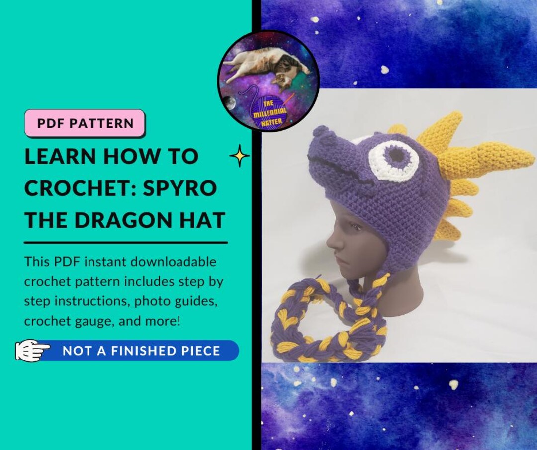 Pattern for Crochet Spyro the Dragon Inspired Character Hat | PDF ...