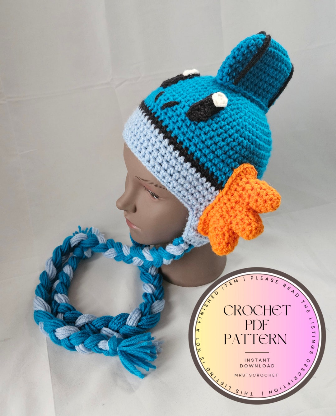 Pattern for Crochet Pokemon Mudkip Inspired Character Hat PDF Download ...