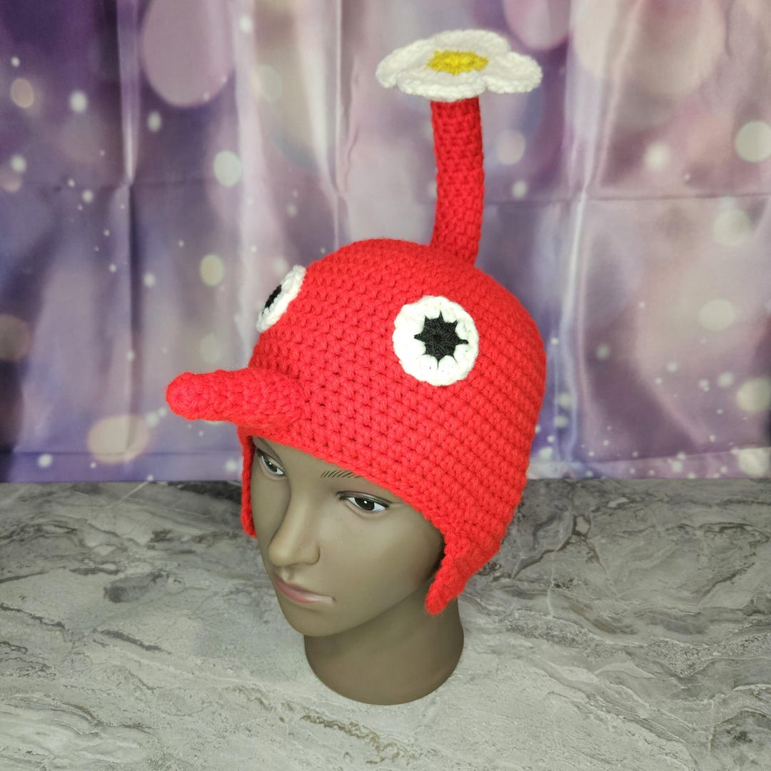 Premade Crochet Fire Red Pikmin Inspired Large Sized Character Hat With ...