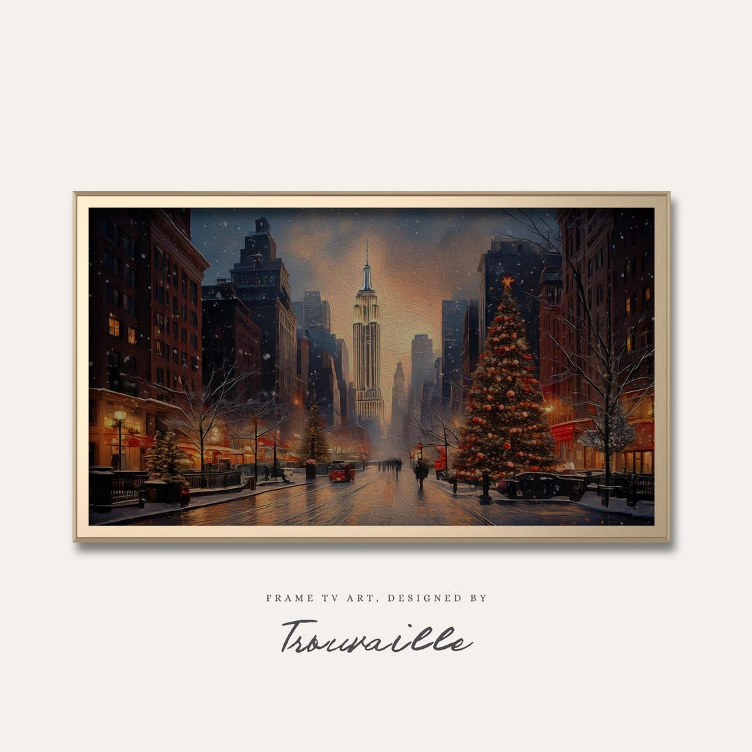 Samsung Frame Art, Christmas in New York Frame TV Art Oil Painting Fun ...