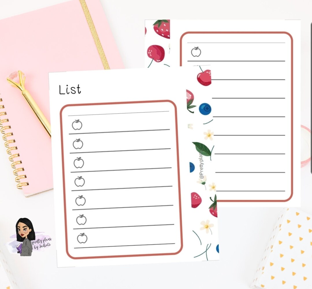 Printable List Mini 3 Ring A9 Insert A9 Rings Printable List A9 3 Ring ...