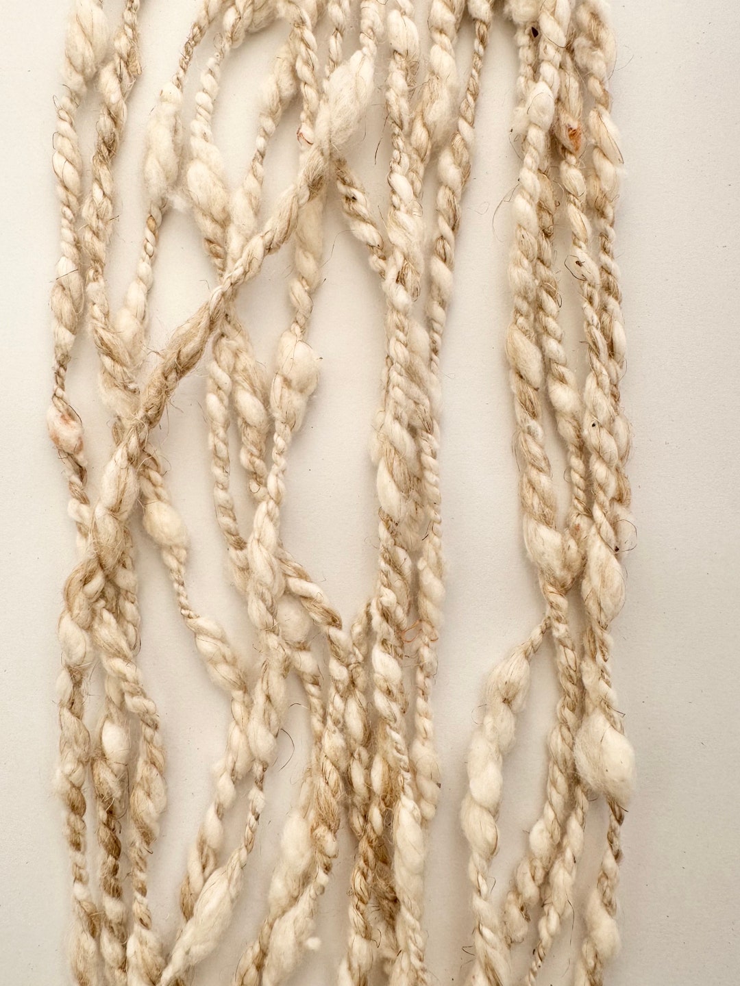 Hand Spun Yarn Cotton and Flax Blend Undyed Chunky Textured Two Ply ...