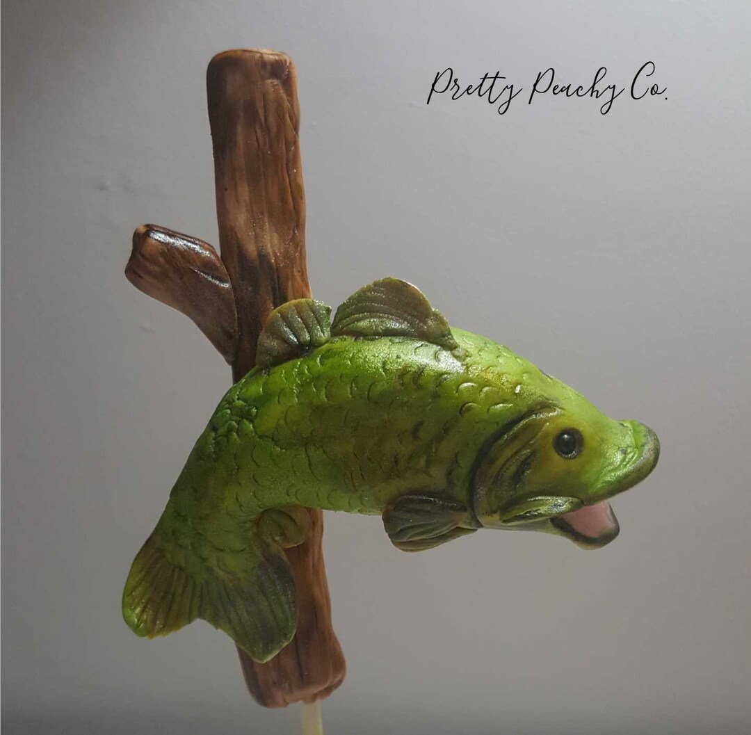Fondant Bass and Branch Cake Topper/ Father's Day/ Fish - Etsy