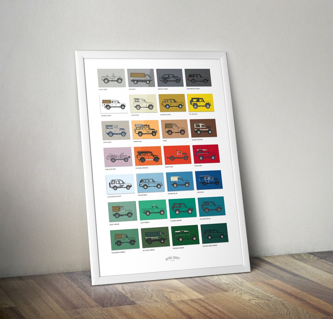 Classic British 4x4 Colour Chart Poster Print - Etsy