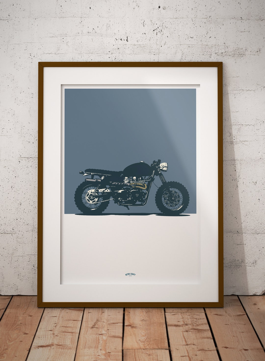 Retro Style Scrambler Motorcyle - Poster Print - Etsy