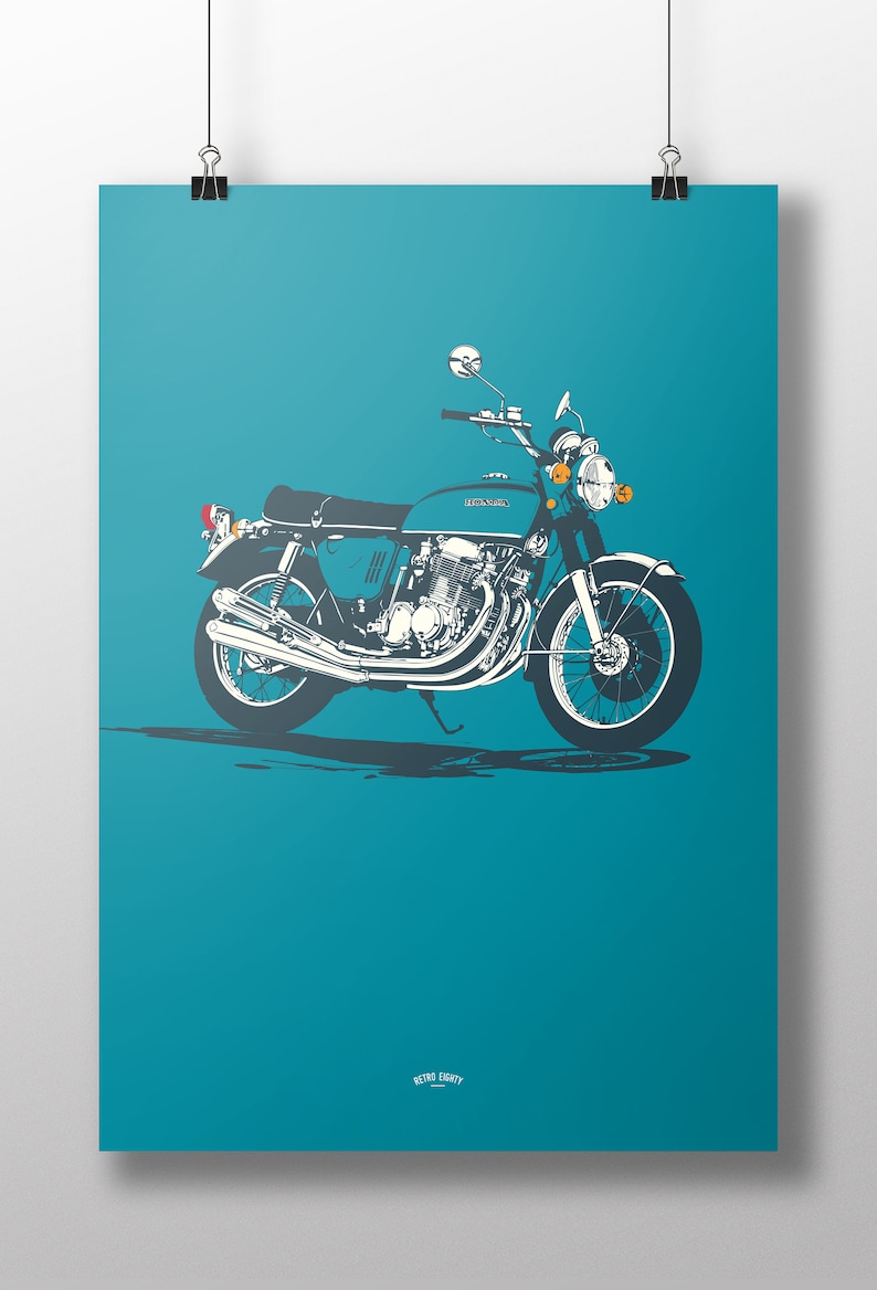 Honda CB750 Classic Motorcyle - Poster Print - Etsy