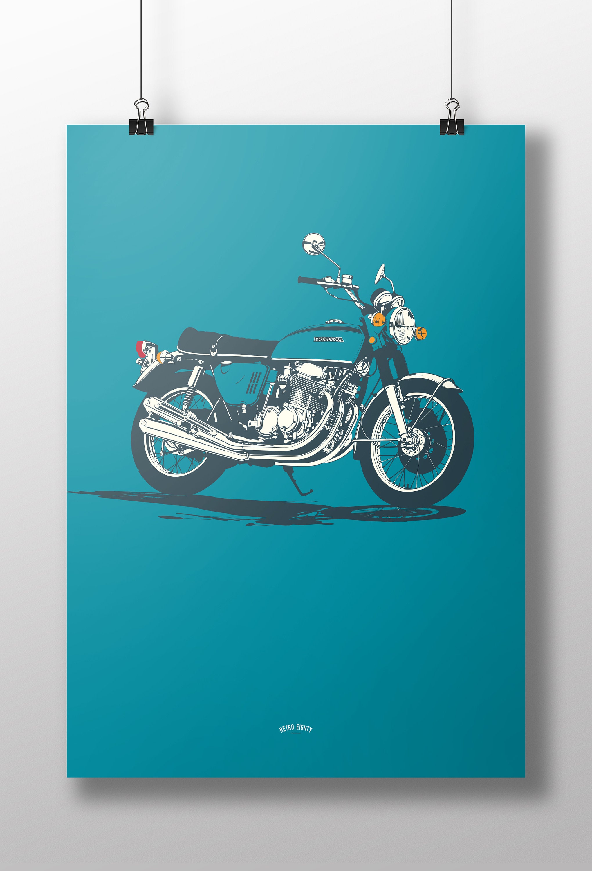 Honda CB750 Classic Motorcyle - Poster Print - Etsy