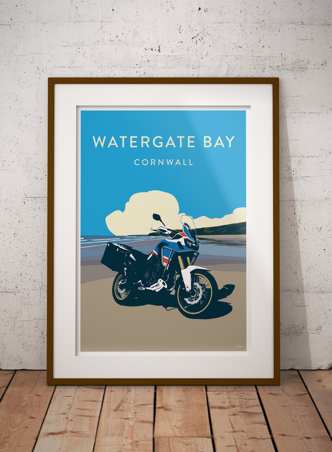 Watergate Bay Japanese Adventure Motorcyle Poster Print - Etsy