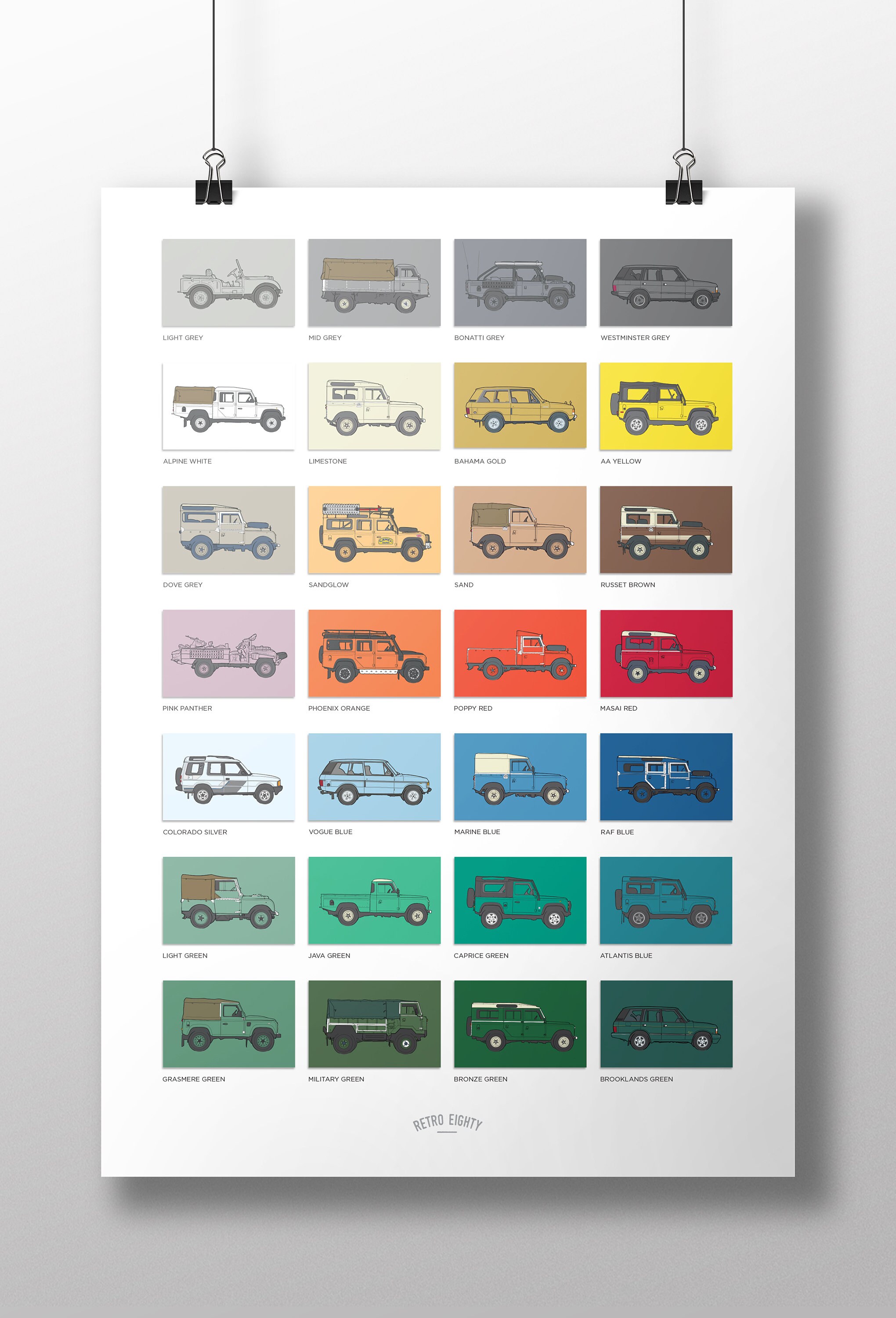 Classic British 4x4 Colour Chart Poster Print - Etsy