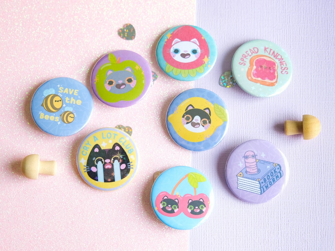 Round Glossy Finish Pin Button Badge to Decorate Backpacks, Jackets and ...