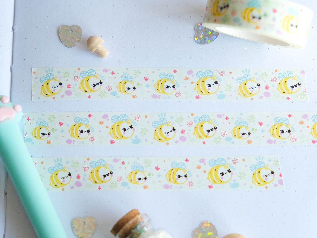 Washi Tape Kawaii Yellow Bees Perfect for Spring 15mm X 10m Masking ...