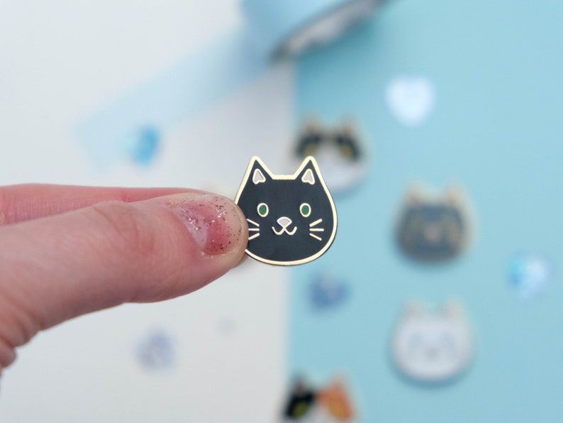 Cute Little Cat Hard Enamel Pin // Tuxedo Cat - Ginger Cat - Grey Cat ...