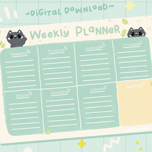 Weekly Planner Printable Cute With Lemons and Limonade, A4 Sheet to ...