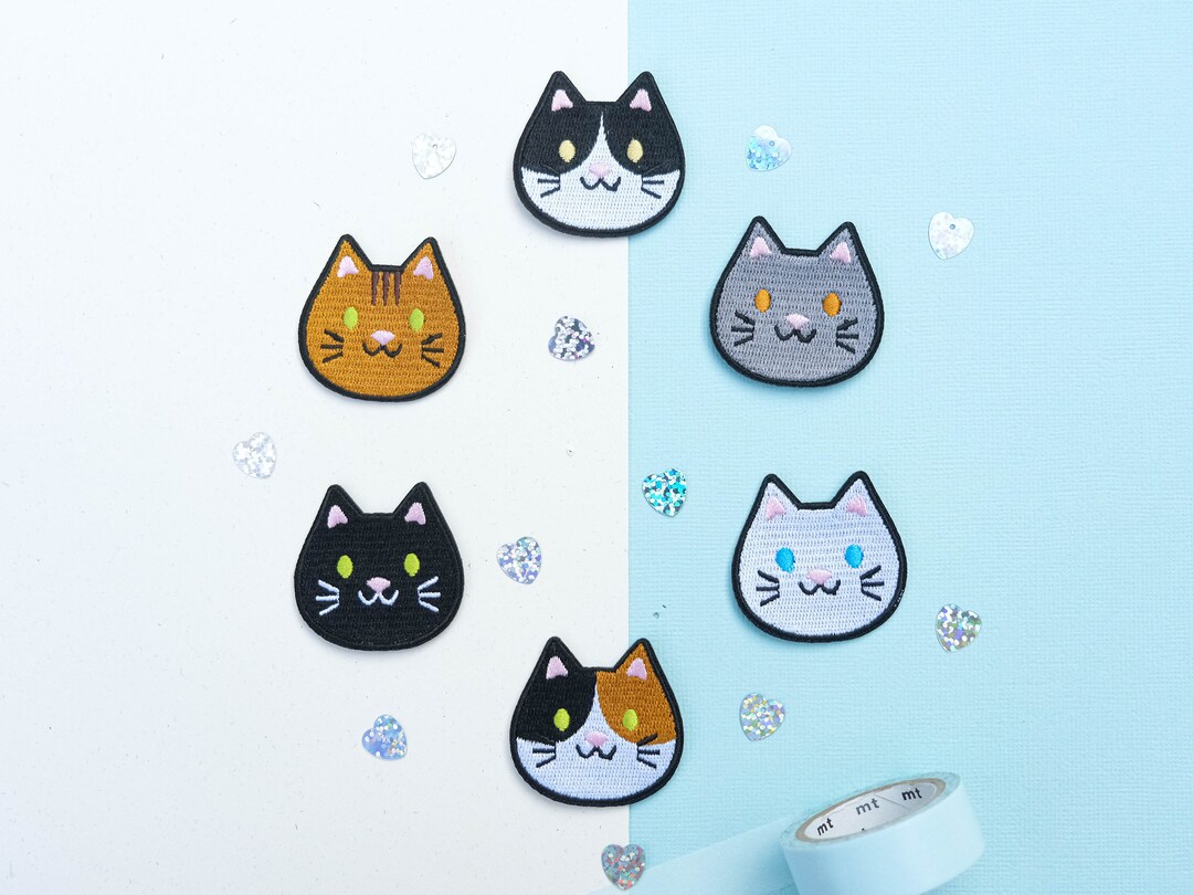 Cat Patch - Embroidery Patch - Cute Embroidery Cat Patch - Iron on ...
