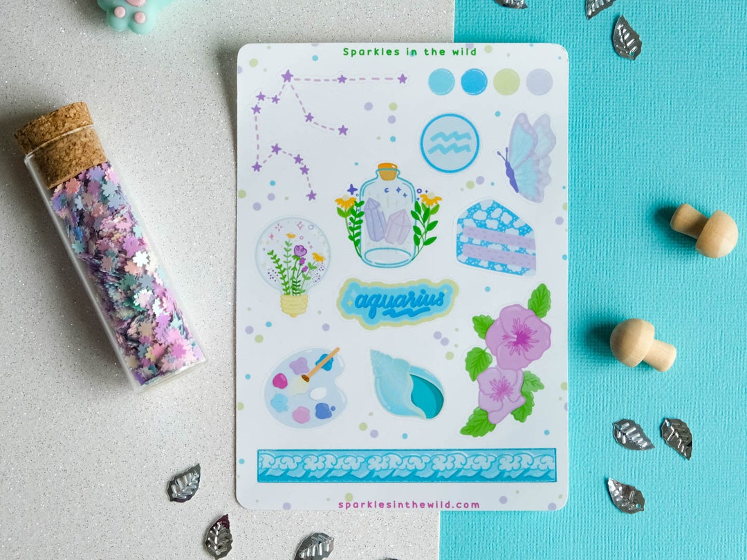 Sticker Sheet Zodiac Aquarius Perfect to Add a Personal Touch to Your ...
