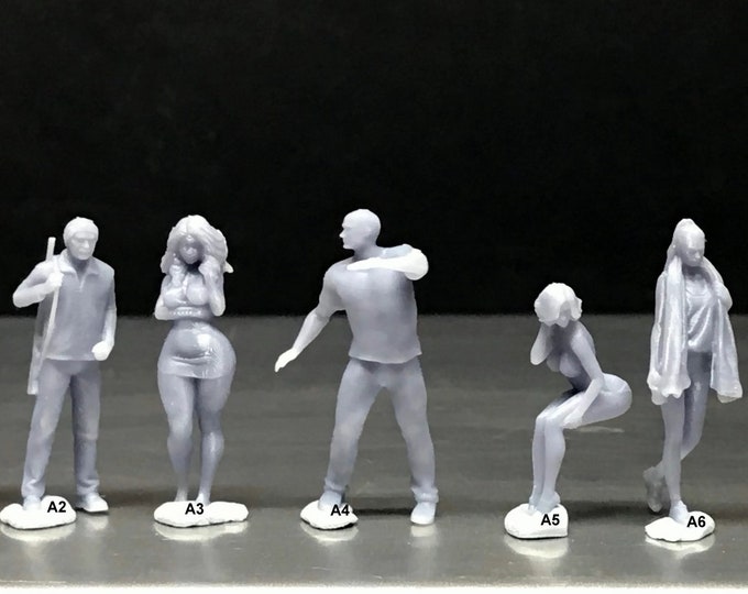 1:64 Miniature Human Figures Resin / Unpainted Great for Dioramas / Hot ...
